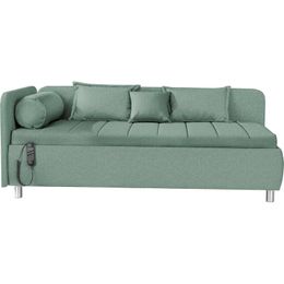 Alina Schlafsofa &raquo;Kiana&laquo; Liegefl&auml;che 90/200 cm oder 100/200 cm, Bettkasten, Zierkissen-Set gr&uuml;n Struktur TMD (100% Polyester)