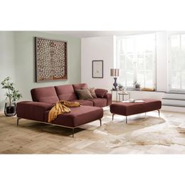 W.Schillig Ecksofa &raquo;run, Designsofa mit tollem Sitzkomfort, L-Form&laquo; mit Holzsockel, F&uuml;&szlig;e in Bronze pulverbeschichtet, Breite 299 cm rot Longlife Xtra-