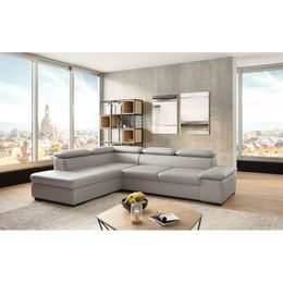 Sit & More sit&more Ecksofa &raquo;Alcudia L-Form&laquo; mit Armteilverstellung, optional Kopfteilverstellung und Bettfunktion grau NaturLEDER ;Spannstoff