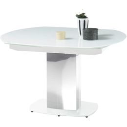 Stolkom Esstisch &raquo;Jackson Glastisch Wei&szlig;, Tisch ausziehbar, BxHxT 130-190x75x105 cm&laquo; Automatische beidseitiger Drehauszug, Tischplatte in Super White wei&szlig;