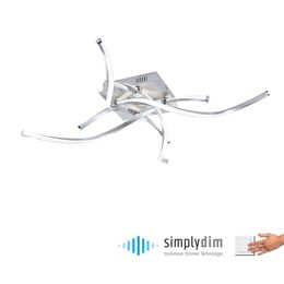 Paul Neuhaus Deckenleuchte &raquo;POLINA&laquo; LED-Board 1 Stk. Warmwei&szlig; LED, dimmbar, Simply Dim, Memory, nach Trennung vom Netz silber