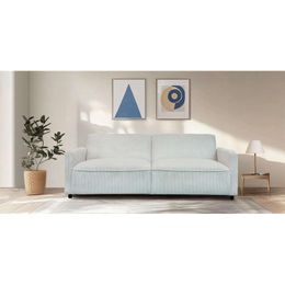 3-Sitzer &raquo;Allie Curved Schlafsofa 209 cm&laquo; Bettfunktion (110/190), verstellbare R&uuml;ckenlehne, Cord u. Velours beige 90% Polyester, 10% Nylon