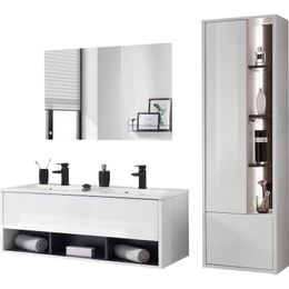 Home Affaire Badm&ouml;bel-Set &raquo;Studio Line, Bad im modernen Design, 3-teiliges Badezimmer&laquo; 3 Stk. tlg. wei&szlig;