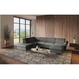 Home Affaire Wohnlandschaft &raquo;Calypso U-Form&laquo; wahlweise mit motorischer Relaxfunktion grau 100%Polyester