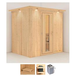 Karibu Sauna &raquo;Bedine&laquo; Set, Ofen 9 kW integr. Strg beige
