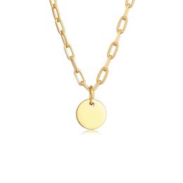 Elli Damen Kette mit Anh&auml;nger &raquo;Pl&auml;ttchen Coin Gliederkette Trend 925 Silber&laquo; gold