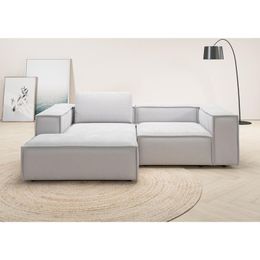 Home Affaire Ecksofa &raquo;Watertown, kompakte L-Form, 246 cm breite f&uuml;r kleinere R&auml;ume&laquo; modernes Ecksofa mit Feincordbezug, platzsparend & bequem grau 94%