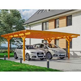 Skan Holz Doppelcarport &raquo;Odenwald&laquo; Leimholz 546 cm hellbraun braun