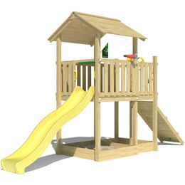 Jungle Gym Spielturm &raquo;Drift&laquo; Spielanlage inklusive Rutsche mit Wasseranschluss gelb Holzwerkstoff
