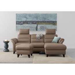 Sit & More sit&more Ecksofa &raquo;Mellum L-Form&laquo; Federkern, wahlweise mit Bettfunktion, Bettkasten und Armteilfunktion braun 100% Polyester