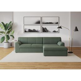 DOMO collection Ecksofa &raquo;Topper, elegant und zeitlos, kompaktes Stellma&szlig; 245/155cm, L-Form&laquo; mit Recamiere, wahlweise mit Schlaffunktion gr&uuml;n