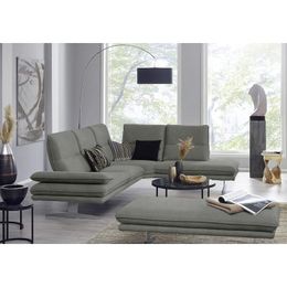 W.Schillig Ecksofa &raquo;broadway, Designsofa, mit tollem Sitzkomfort, L-Form&laquo; Sitztiefenverstellung, Kopfteil- & Seitenteilverstellung, Breite 284cm grau 