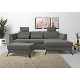 Sit & More sit&more Ecksofa &raquo;Olsen L-Form&laquo; inklusive Sitztiefenverstellung, wahlweise mit Bettfunktion, 15cm hoch grau 100% Polyester