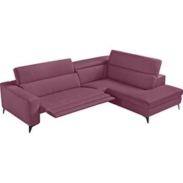Egoitaliano Ecksofa &raquo;Edith, Designsofa mit hohem Sitzkomfort, L-Form&laquo; inkl. elektrischer Relaxfunktion und manuell verstellbaren Kopfteilen lila Leder &raquo;BULL&laquo; (