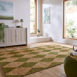 FLAIR RUGS Teppich &raquo;Effie Diamond&laquo; rechteckig 5 mm H&ouml;he handgekn&uuml;pft gr&uuml;n Baumwolle, Jute
