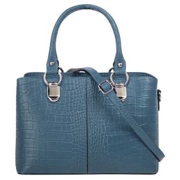 CLUTY Damen Umh&auml;ngetasche echt Leder, Made in Italy blau