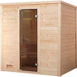 Weka Sauna &raquo;Bergen&laquo; Set, 7,5 kW Bio-Ofen mit digitaler Steuerung beige