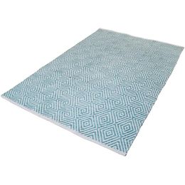 Calo-deluxe Teppich &raquo;Luba 333&laquo; rechteckig 7 mm H&ouml;he reine Baumwolle, Wohnzimmer blau Baumwolle