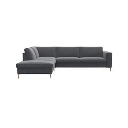 FLEXLUX Ecksofa &raquo;Fiore, Sitzaufbau mit hochwertigem Kaltschaum f&uuml;r mehr Sitzkomfort&laquo; breite Armlehnen, L-Form, F&uuml;&szlig;e Alu/Eiche grau 100% Polyester