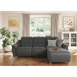 Home Affaire Ecksofa &raquo;Boston L-Form&laquo; Kopfteilverstellung an jeder Sitzfl&auml;che, wahlweise Relaxfunktion grau Struktur (100% Polyester);Luxus-Microfaser 