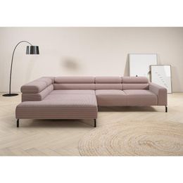 Home Affaire Ecksofa &raquo;Antonelli, L-Form, inkl. Kopfteilverstellung, Breite 312 cm&laquo; mit elektrischer Sitztiefenverstellung, in Cord, ros&eacute; rosa 95% 