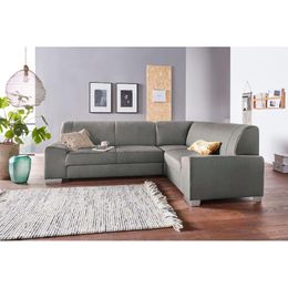 DOMO collection Ecksofa &raquo;Anzio in kubischer Formensprache, flache Armlehnen, L-Form&laquo; Wahlweise mit Bettfunktion und Federkern f&uuml;r hohen Sitzkomfort 