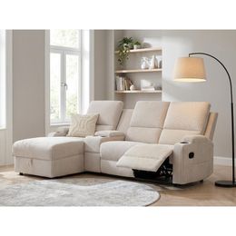 OTTO home Ecksofa &raquo;NAPORI Multimediasofa, 3er Kinosessel XXL, L-Form, Cord&laquo; Kinosofa mit Relaxfunktion, Getr&auml;nkehalter, Staufach und Staukasten beige