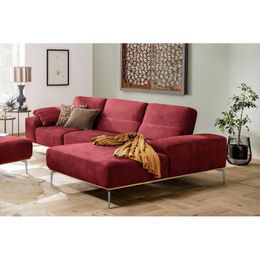 W.Schillig Ecksofa &raquo;run, Designsofa mit tollem Sitzkomfort, bequem, L-Form&laquo; mit elegantem Holzsockel, F&uuml;&szlig;e in Chrom gl&auml;nzend, Breite 319 cm rot 