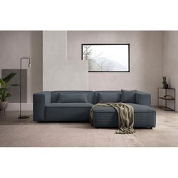 LeGer Home by Lena Gercke Ecksofa &raquo;PIARA mit Kedernaht, Cord, Leinenoptik o. Strukturstoff, Couch, L-Form&laquo; wahlweise Ottomane rechts/links, schwarze 