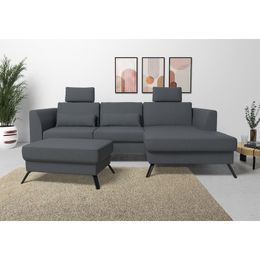 Sit & More sit&more Ecksofa &raquo;Olsen L-Form&laquo; inklusive Sitztiefenverstellung, wahlweise mit Bettfunktion, 15cm hoch grau 98% Polyester 2%Polyamid