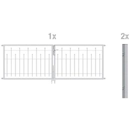 Alberts Zaundoppelt&uuml;r &raquo;Madrid&laquo; Breite: 300cm, in verschiedenen H&ouml;hen silber Stahl