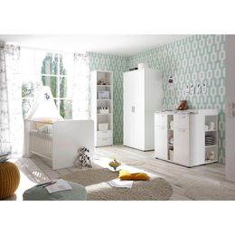 Begabino Babyzimmer-Komplettset &raquo;Bibo&laquo; Set, Bett, Wickelkommode, Schrank, 3 Stk. tlg. Bett + Wickelkommode + 2-trg. Schrank wei&szlig;