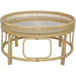 HOFMANN LIVING AND MORE Couchtisch Rattan-Couchtisch mit oder ohne Glasplatte lieferbar beige