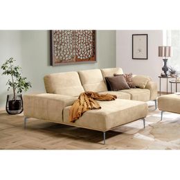 W.Schillig Ecksofa &raquo;run, Designsofa mit tollem Sitzkomfort, bequem, L-Form&laquo; mit elegantem Holzsockel, F&uuml;&szlig;e in Silber matt, Breite 279 cm beige 