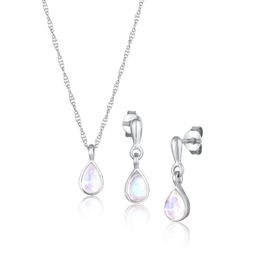 Elli Premium Damen Schmuckset &raquo;Mondstein Tropfen Kette Ohrh&auml;nger 925 Silber&laquo; () silber