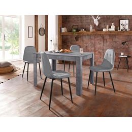 OTTO home Essgruppe Set, 5 Stk. tlg. mit Esstisch 120 cm breit grau