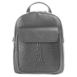 CLUTY Damen Cityrucksack echt Leder, Made in Italy schwarz B/H/T: 26cm x 22cm x 9cm, onesize