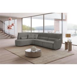 Egoitaliano Ecksofa &raquo;Puffy, extravagant & edel, Retro Designsofa, hoher Sitzkomfort, L-Form&laquo; mit Ottomane, wahlweise mit und ohne elektrischer Relaxfunktion grau 