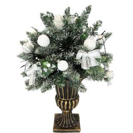 I.GE.A. Winterliche Kunstpflanze &raquo;K&uuml;nstlicher Weihnachtsbaum, Weihnachtsdeko, Kunstbaum&laquo; beschneit, mit &Auml;pfeln, Beeren u. Schleifen, Pokal aus 