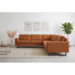 Home Affaire Ecksofa &raquo;Pinto, XXL, 250/290 cm, langer Schenkel, Ottomane&laquo; Cord, Chenille, Lederoptik, mit Keder, Metallf&uuml;&szlig;e, Wellenunterfederung 100% 
