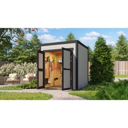 Weka Gartenhaus &raquo;Batu/Fynn 1&laquo; 28 mm starke Blockbohlen grau Massivholz