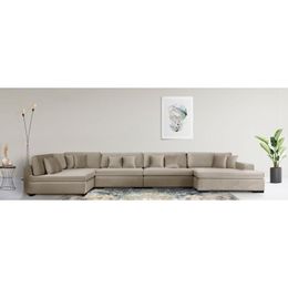Home Affaire Wohnlandschaft &raquo;Skara U-Form&laquo; Lounge-Sofa mit Federkernpolsterung, in vielen Bezugsvarianten beige 100% Polyester