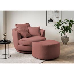 Home Affaire Drehsessel &raquo;MAISIE, Love Seat XXL Lese-Sessel, Big-Sessel mit Hocker,&laquo; 2 Stk. tlg. Set in MEGA CORD und Web-Velours, drehbar 360 Grad 