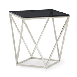 LEONIQUE Beistelltisch &raquo;Aria Beistelltisch&laquo; Couchtisch, quadratisch, Chrom, Rauchglas, Edelstahlgestell, 51x51x56 schwarz