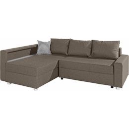 Collection AB Ecksofa &raquo;Relax L-Form&laquo; inklusive Bettfunktion, Federkern, wahlweise mit RGB-LED-Beleuchtung braun Zierkissen: 100%Polyester;Struktur (