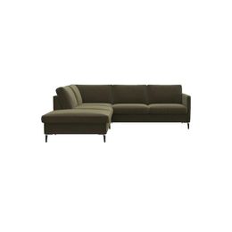 FLEXLUX Ecksofa &raquo;Fiore, L-Form&laquo; schmale Armlehnen, F&uuml;&szlig;e Alu/schwarz, B/T 234/225cm, Kaltschaum im Sitz gr&uuml;n 100% Polyester