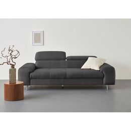 COTTA 3-Sitzer &raquo;Chef&laquo; Big-Sofa mit Kopfteilverstellung, edle Metallkufen braun Luxus-Microfaser (100% Polyester);Softlux -Kunstleder;Leder Pampas (