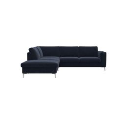 FLEXLUX Ecksofa &raquo;Fiore, L-Form&laquo; breite Armlehnen, F&uuml;&szlig;e alufarben, B/T 241/225 cm, Kaltschaum im Sitz blau 100% Polyester
