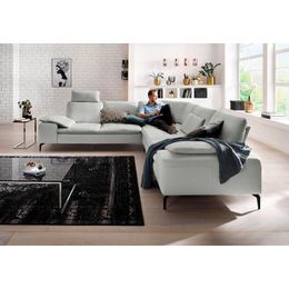 W.Schillig Ecksofa &raquo;valentinoo, Designsofa, elegant und bequem, L-Form&laquo; mit Sitztiefenverstellung, Breite 318 cm grau Longlife Xtra-Leder Z73: 