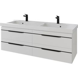 Waschtisch &raquo;Serie Balto Mineralmarmor-Waschtisch mit Unterschrank, 147,8 cm breit&laquo; 2 Stk. tlg. Doppel-Waschplatz mit 4 Schubladen, in verschiedene 